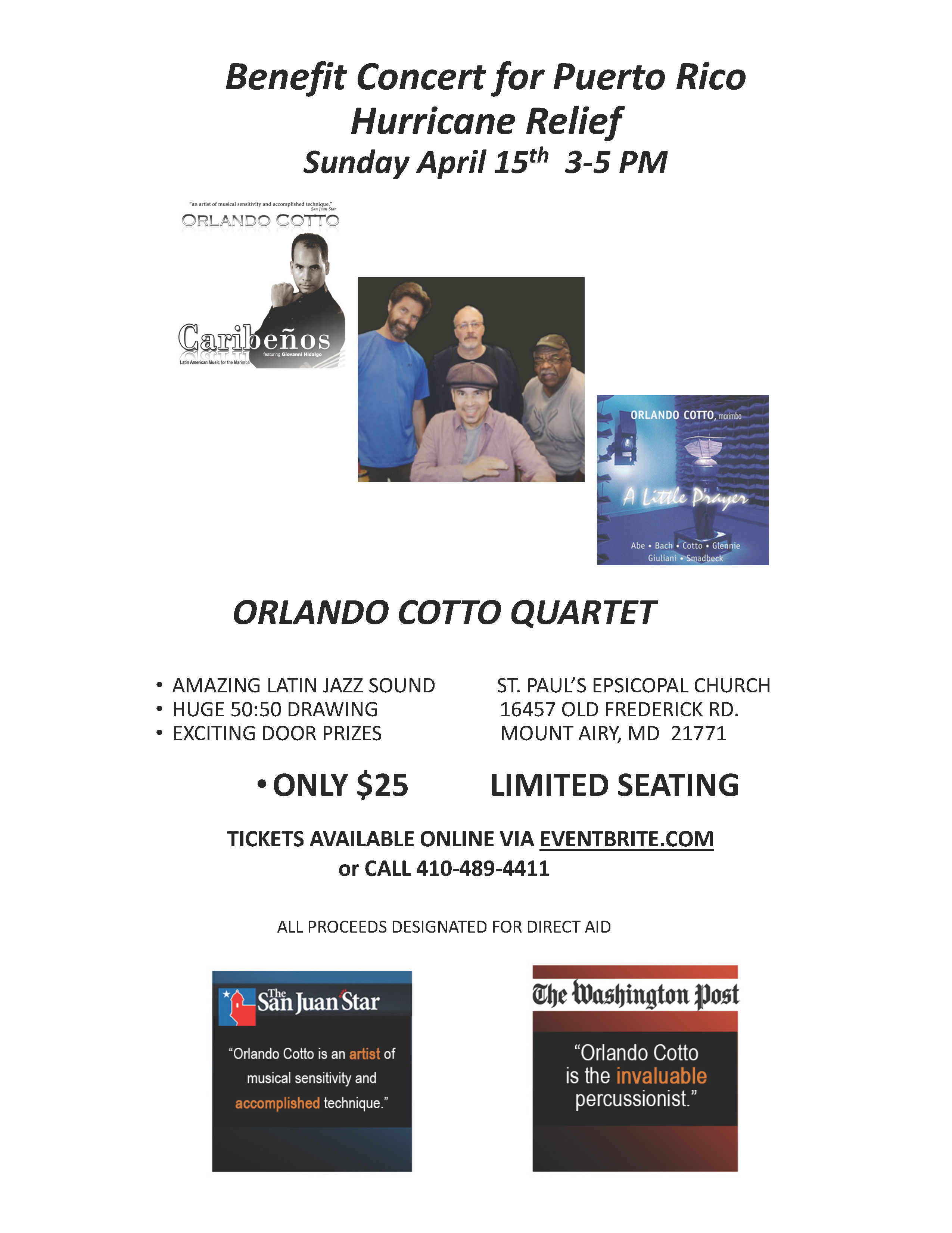 Benefit Concert flyer - St. James' Episcopal Church Mt. Airy MD